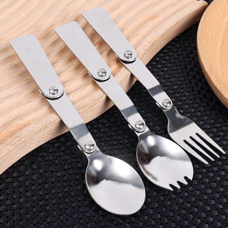 Outdoor Folding Tableware - Spoon Fork Travel Camping Tool - Portable ...