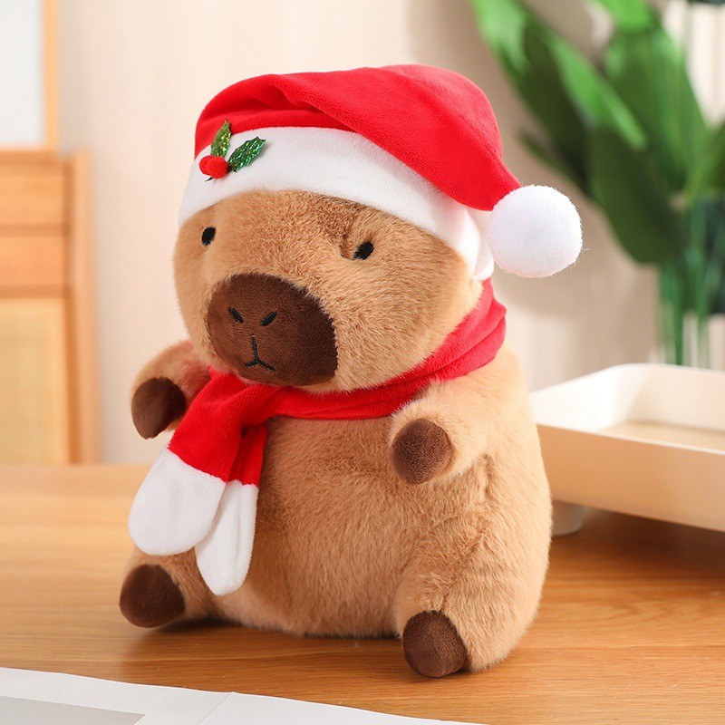 Plush Cute Short Capybara Stuffed Animal In Festive Christmas Styles ...