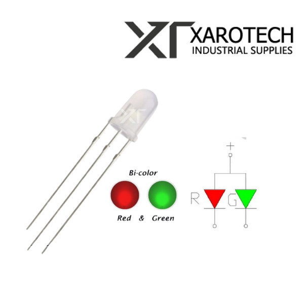 LED 5mm, 4-Pin RG Green & Red Bi-Color Common Anode Multi-Colour Two ...