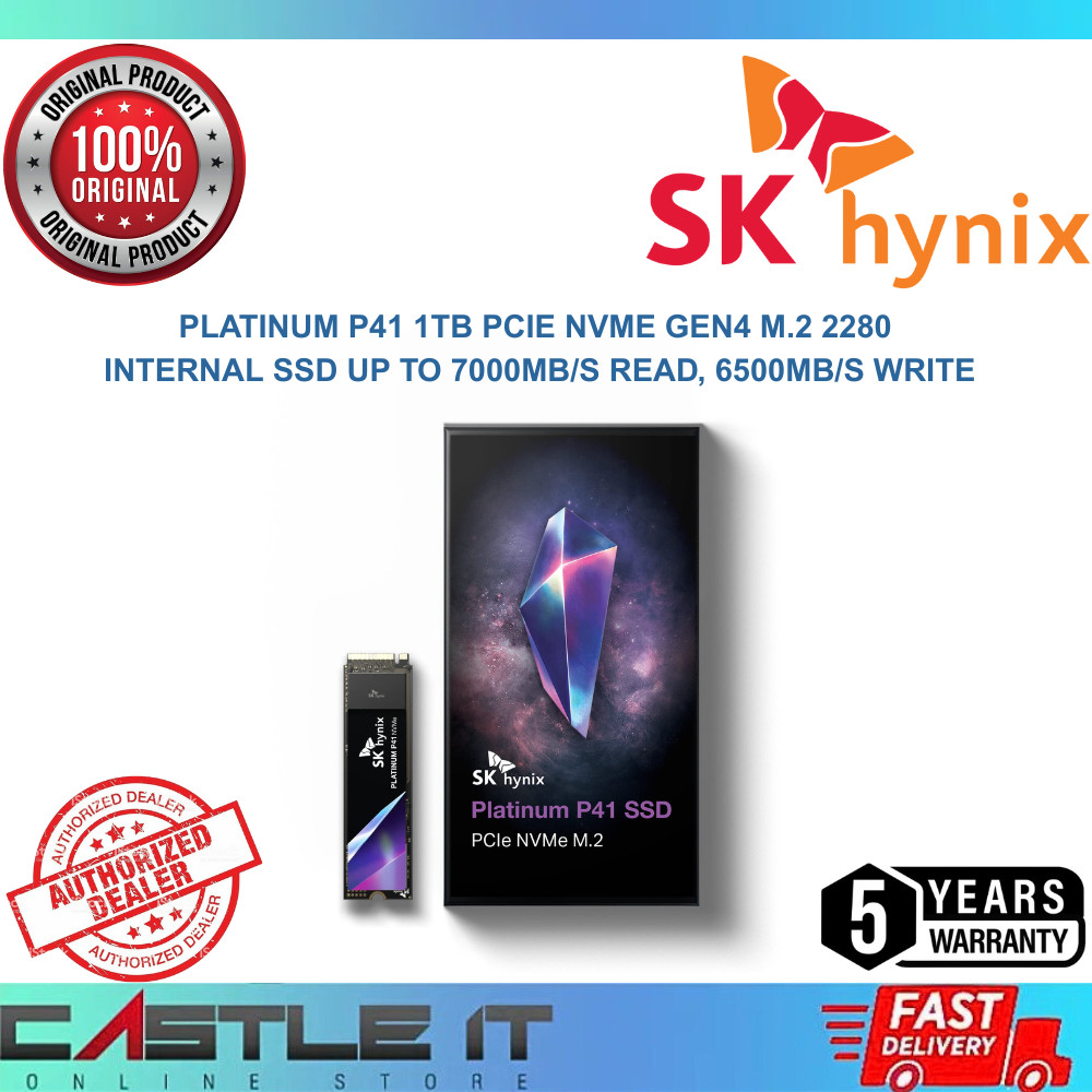 SK Hynix Platinum P41 1TB PCIe NVMe Gen4 M.2 2280 Internal SSD Up to 7000MB/s Read, 6500MB/s ...