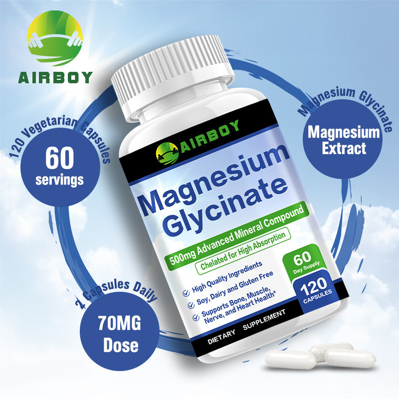 Airboy Magnesium Glycinate 500 mg | 70 mg Elemental Magnesium ...