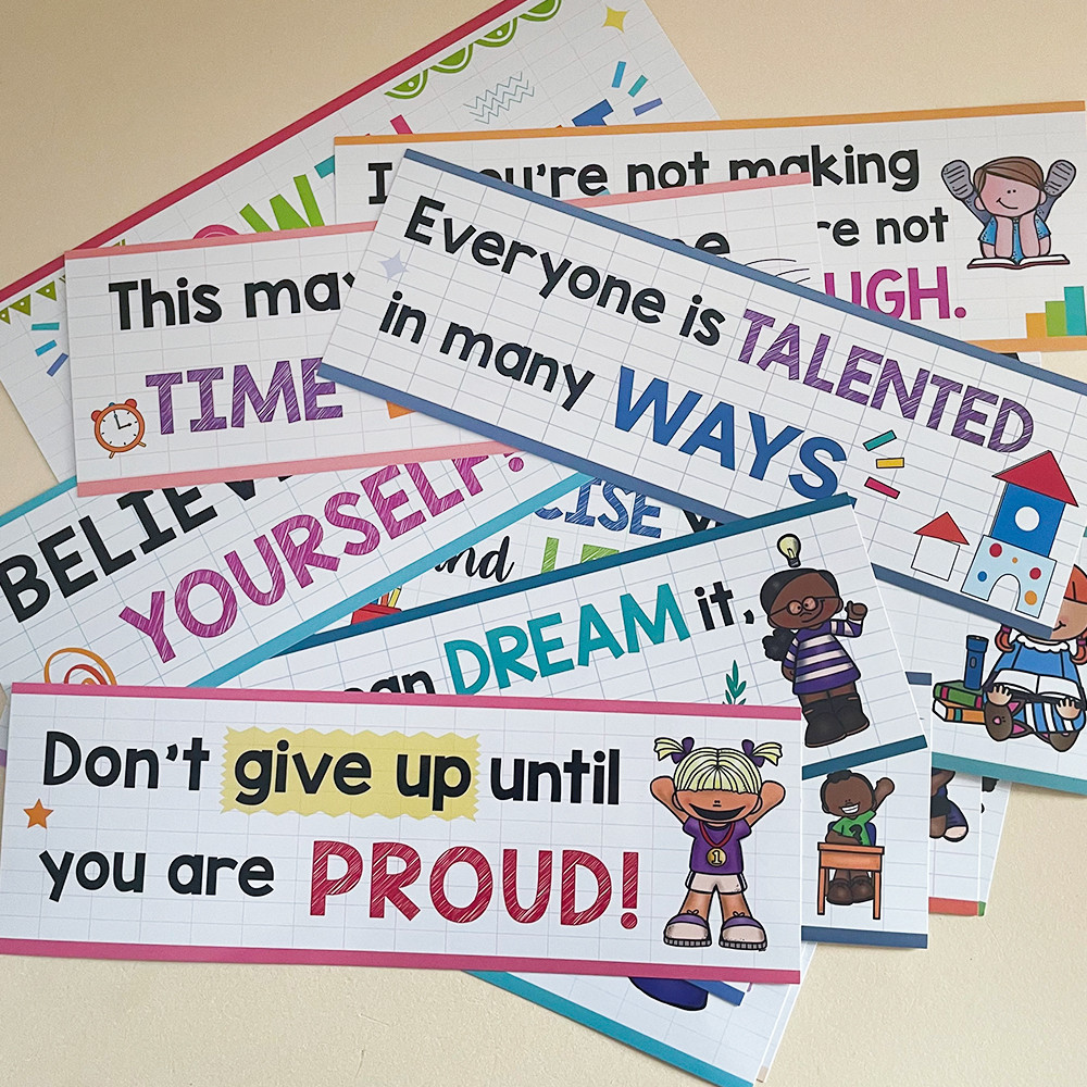 16 Pcs Growth Mindset Motivational Posters Kindergarten Classroom ...