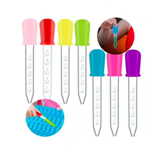 5ML Penitis Reusable Silicone Pipette Dropper Sensory Montessori Play ...