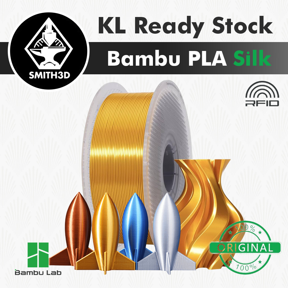 Bambu Lab PLA Silk Filament 1KG 1.75mm with RFID User Friendly, AMS Compatible Glossy Silk ...