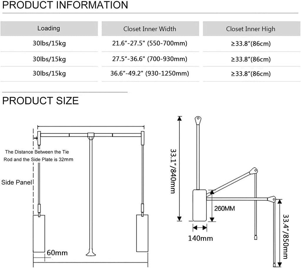Wardrobe Pull Down Hanger Adjustable Cabinet Hanger Rod For Closet ...