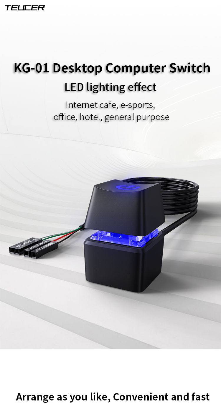 TEUCER 1.65/5/10m LED Lights Computer Desktop Switch PC Motherboard External Start Power Button ...
