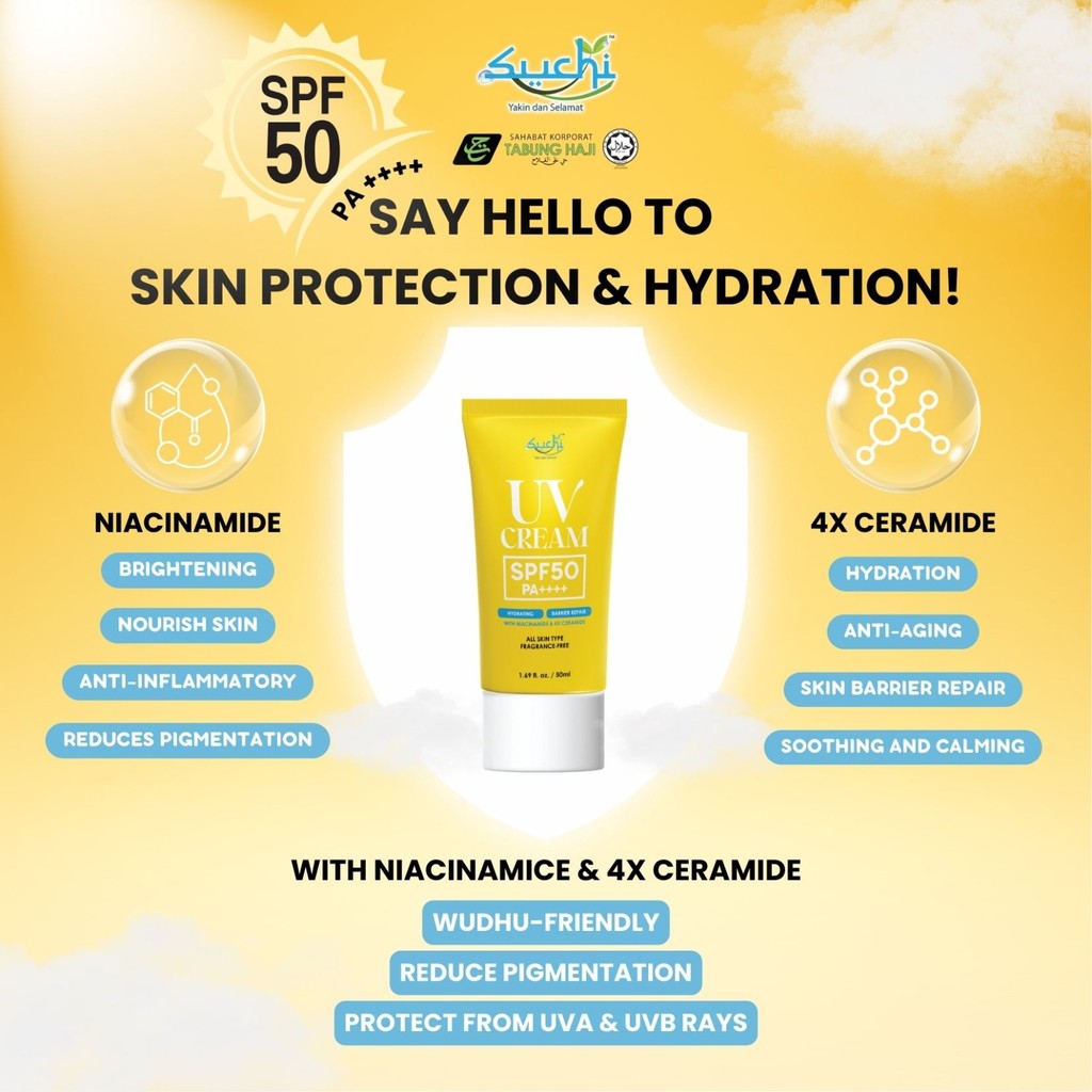 SUCHI UV KRIM SPF50 PERLINDUNGAN MUKA DI TANAH SUCI MESRA WUDUK ...