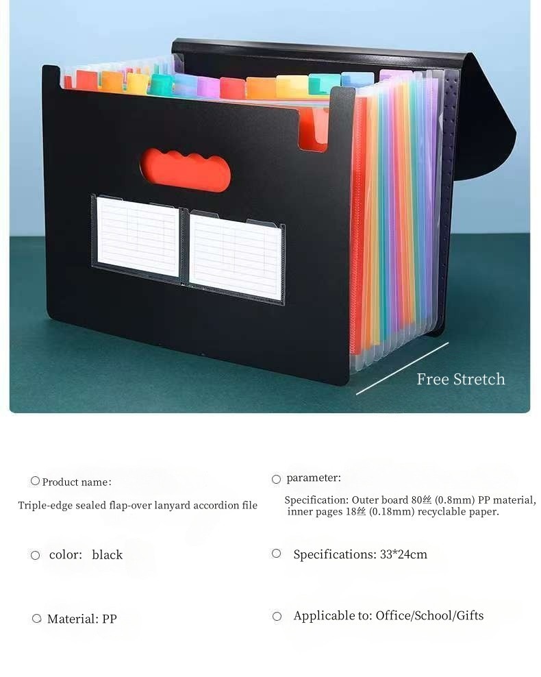 Expanding File Folder 13/25 Pockets A4 Size Filing Folder Organizer Portable Accordian File Box ...