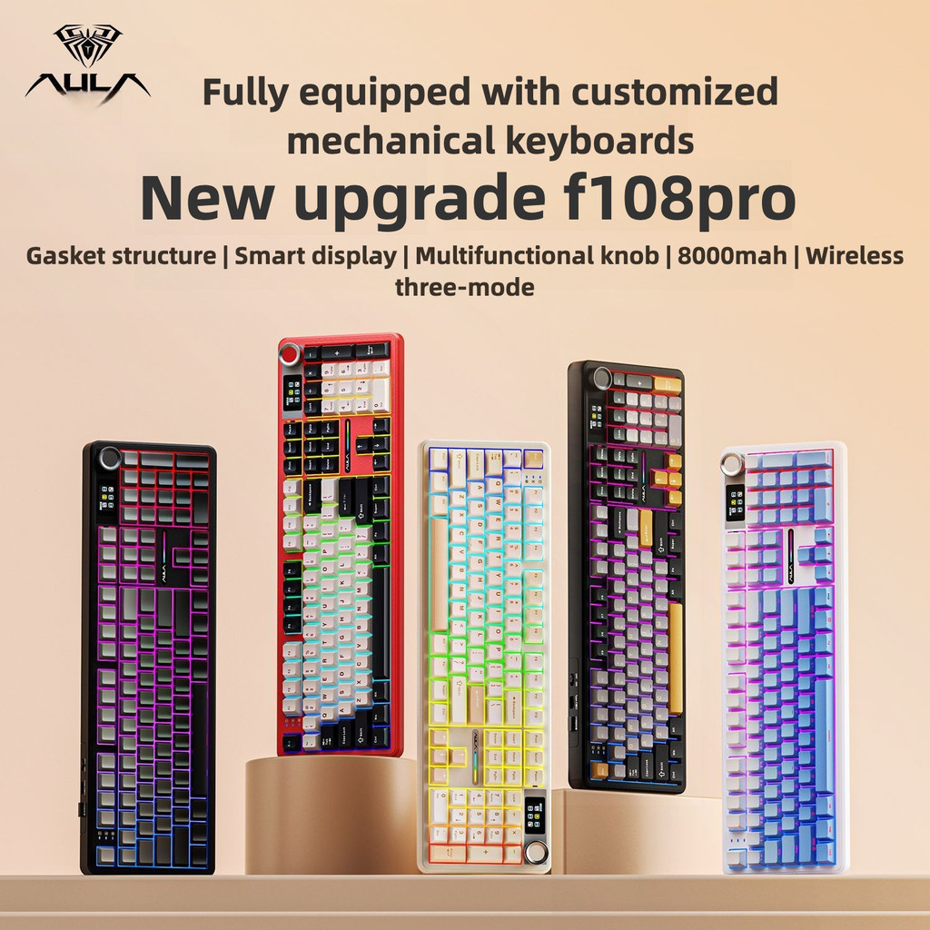 AULA F108pro Mechanical Keyboard E-sports Game Wireless 2.4g Bluetooth ...