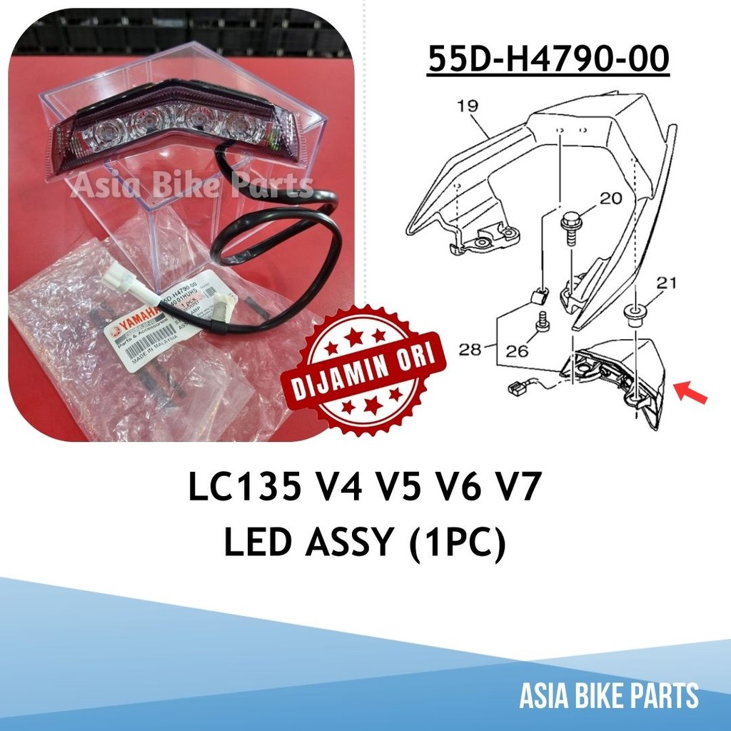 Yamaha Original LC135 V4 V5 V6 V7 Stop Lamp Assy / Lampu LED Spoiler ...