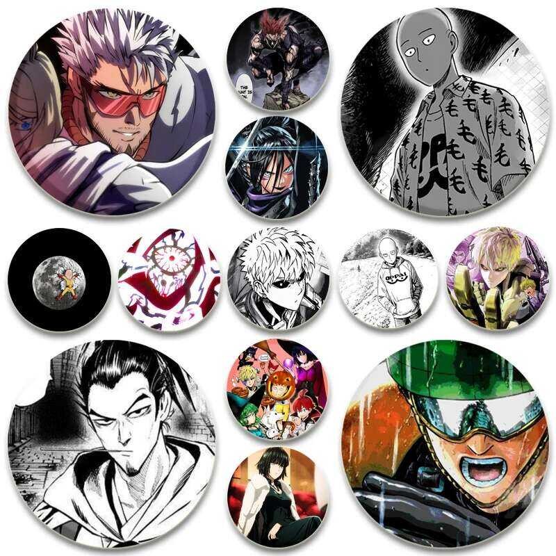Anime One Punch Man Brooch Round Cartoon Pin Saitama Genos Jenos Sonic ...