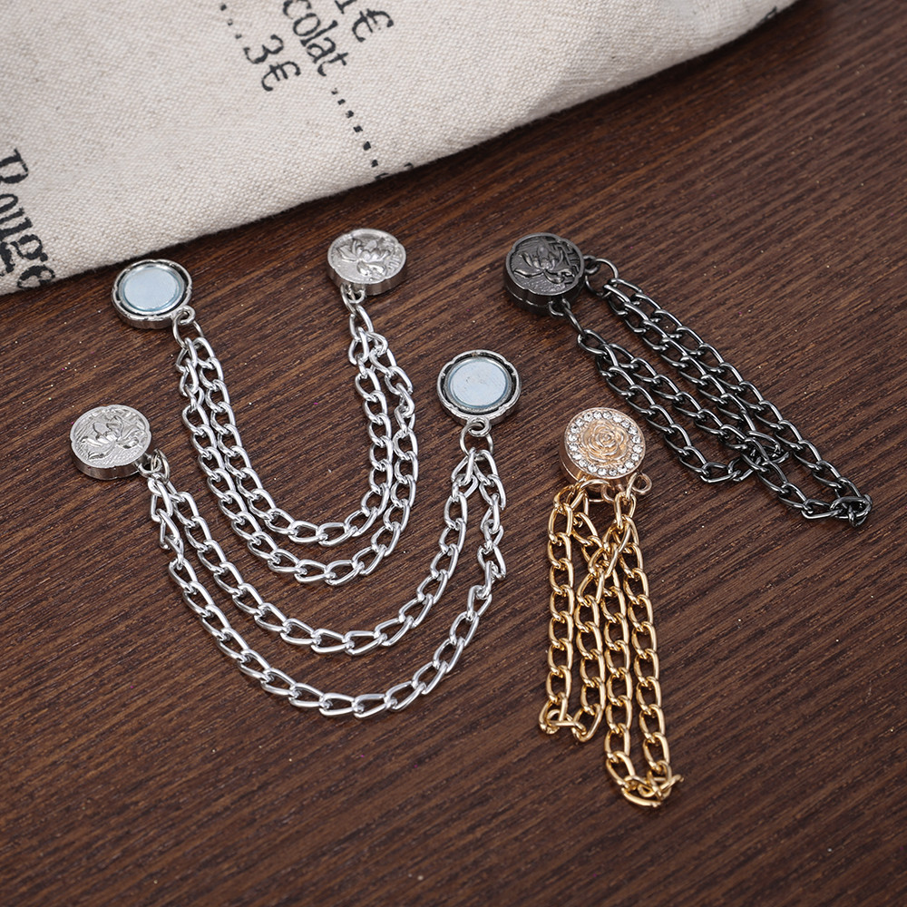 Retro Round Rose Magnetic Snap Long Chain Clothes Clips - Creative ...