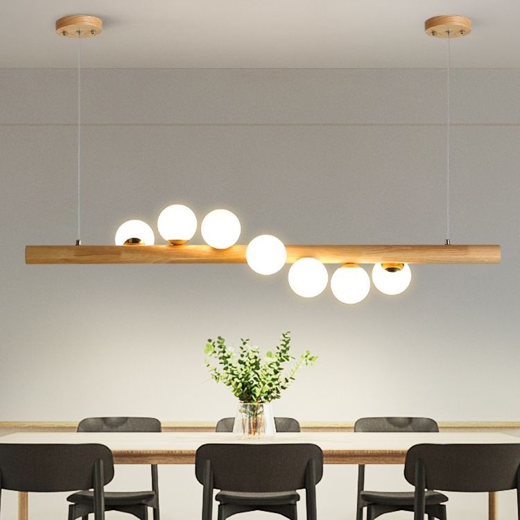 Wabi-Sabi Pendant Light - Rustic Wood LED Dining Room Bar Chandelier ...