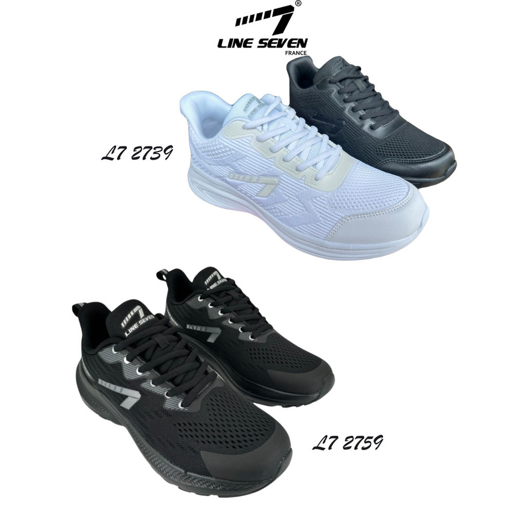LINE 7 S2739/S2759 All Black & White Jogging Shoes / Kasut Jogging ...