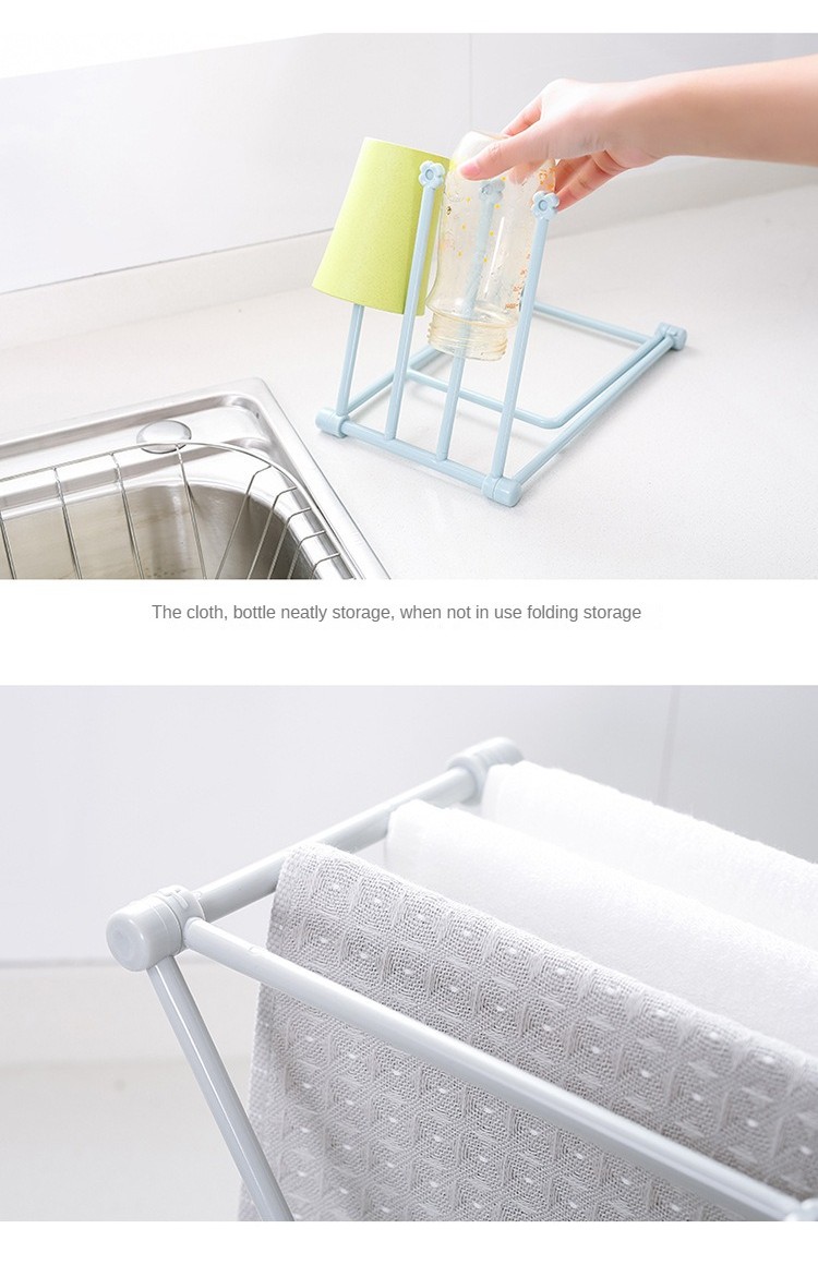 Foldable Rag Storage Rack Kitchen Countertop Dish Cloth Hanger Rack ...