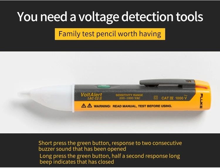 Fluke 1ac/2ac Non-Contact Test Pencil Volt Ac Non-Contact Voltage ...