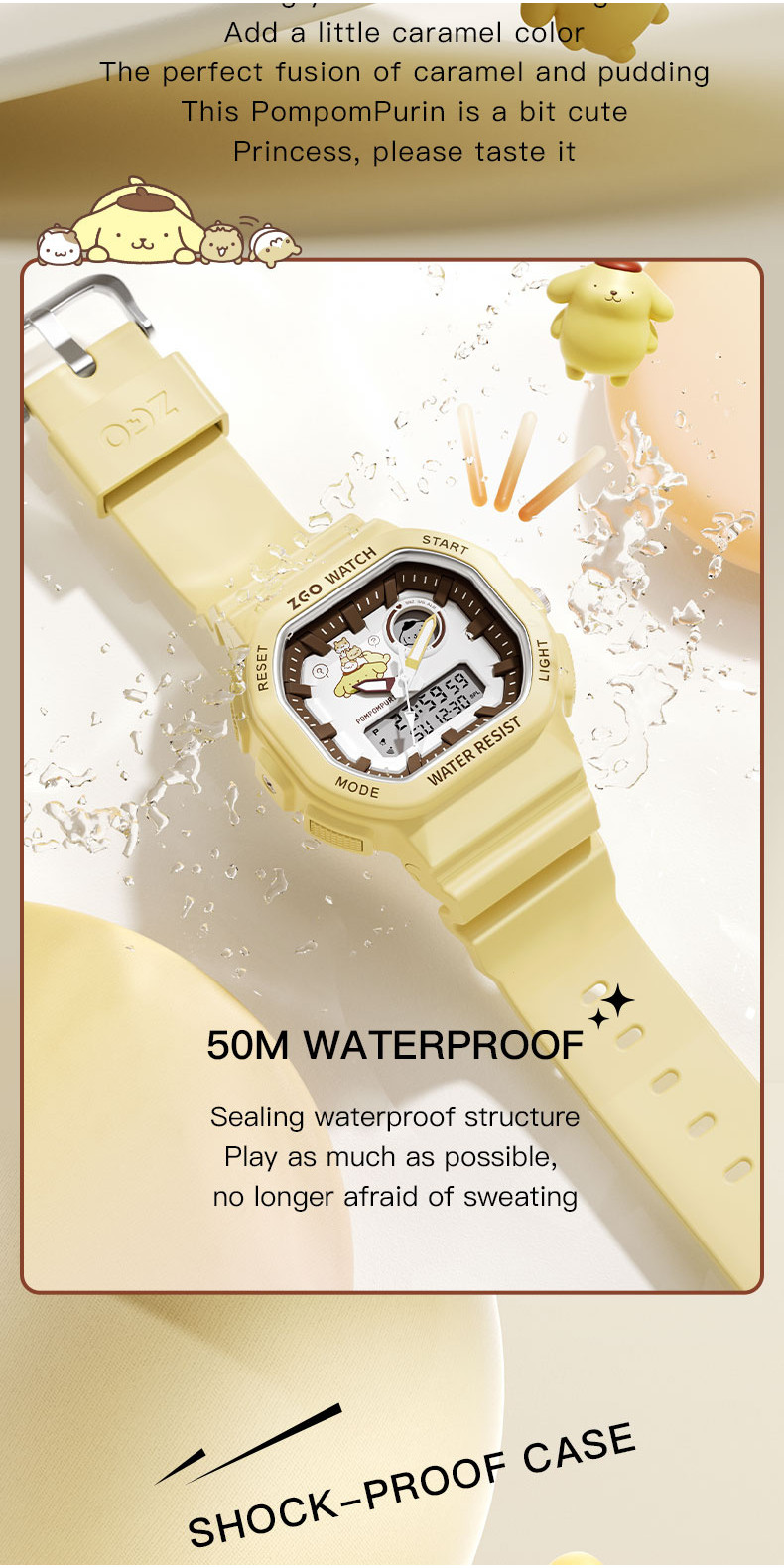 ZGO x Sanrio PomPomPurin Watch For Kids Girls boys Waterproof Luminous ...