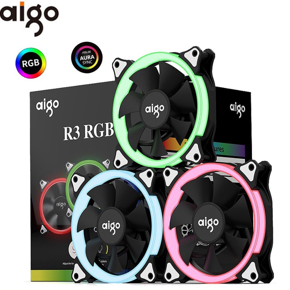 in stock Aigo R3 PRO 120mm PC Case Fan Cooler Adjustable Aurora RGB ...