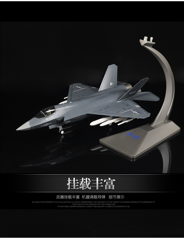 1: 48 J-35A Simulation Alloy Stealth Fighter j35 Carrier Aircraft Model ...