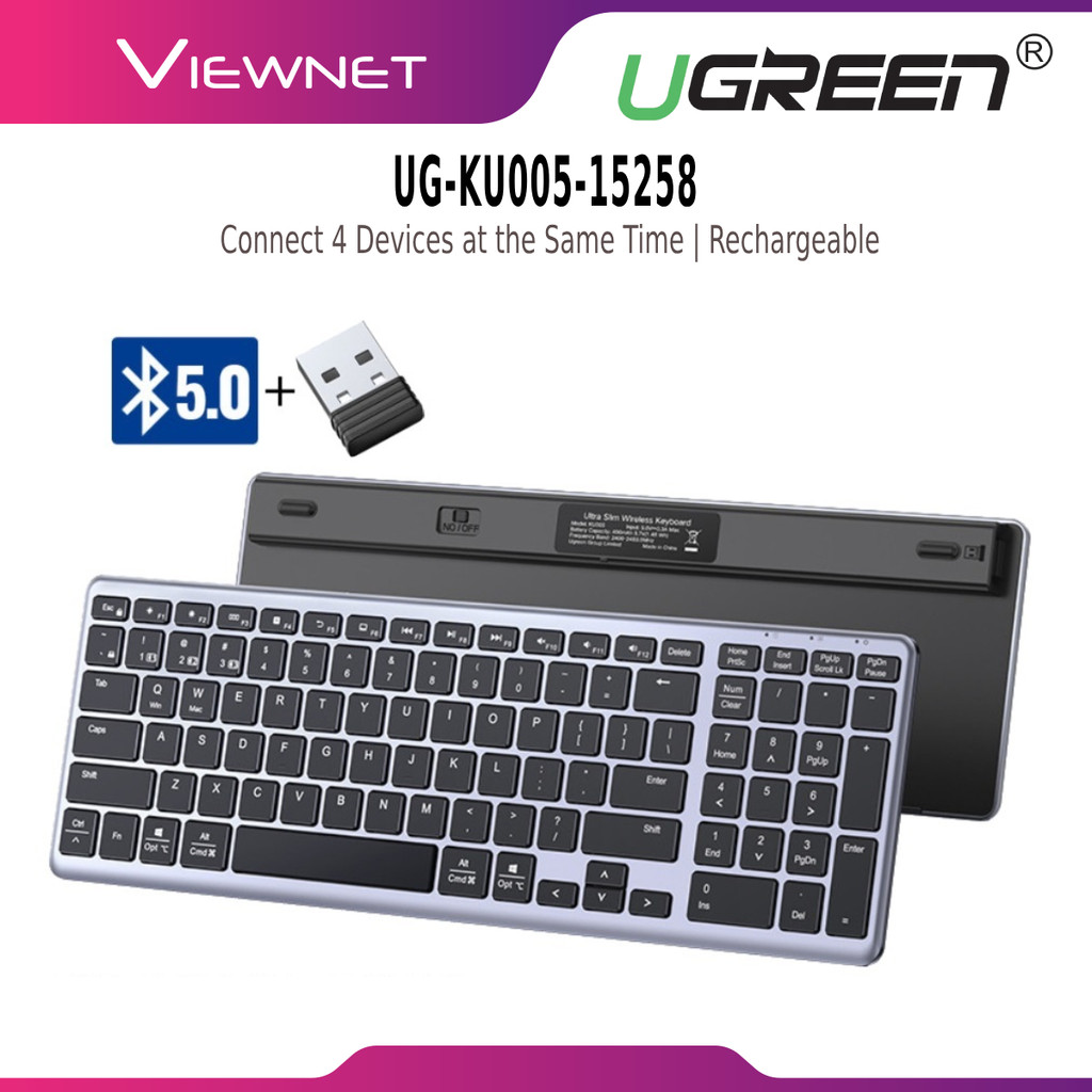 UGREEN UG-KU005-15258 WIRELESS KEYBOARD BLUETOOTH 5.0 & 2.4G KEYBOARD 99 KEYS RECHARGEBALE ...