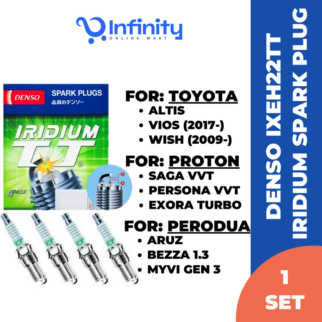 DENSO Iridium Power IXEH22TT Spark Plug For Proton Saga VVT/ Exora ...
