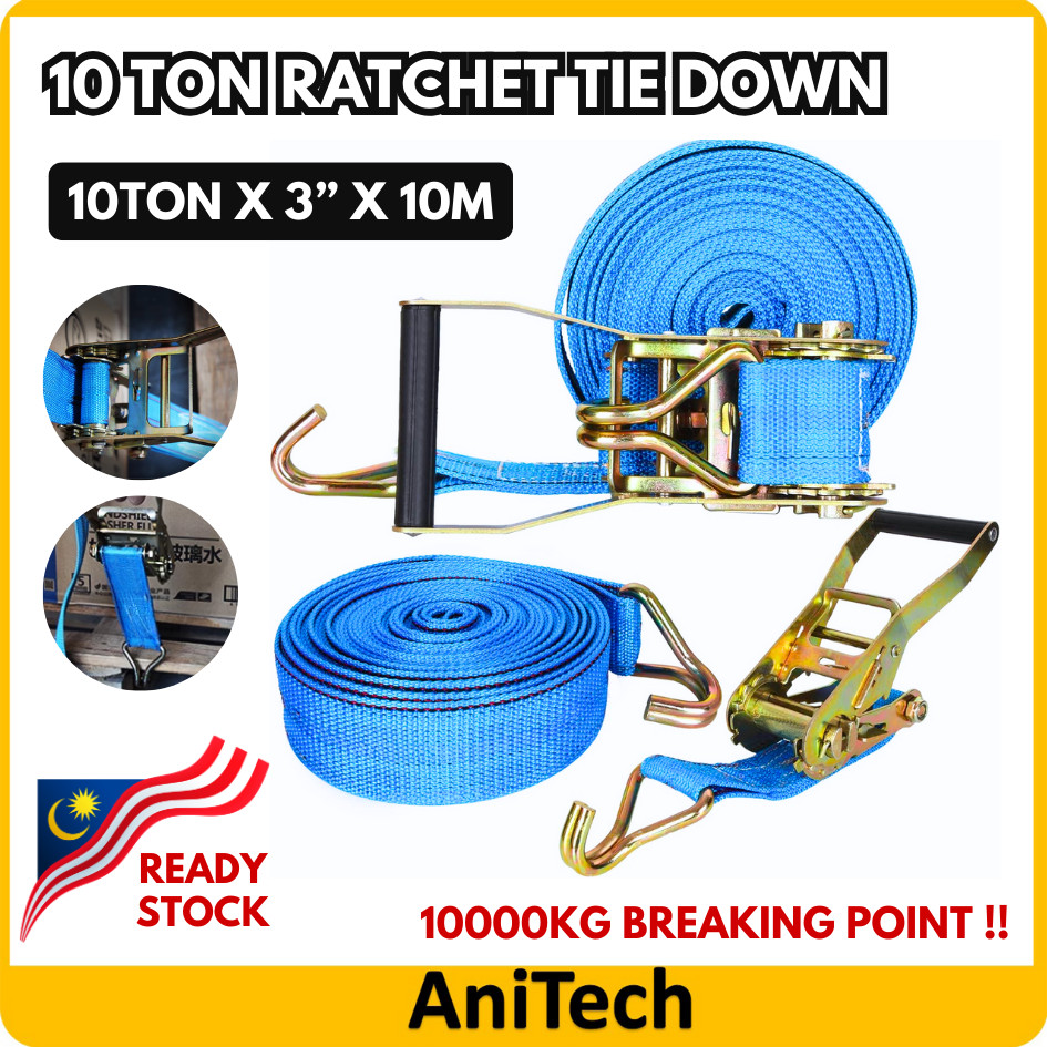 10Ton x 3” x10m Cargo Strap Belt Heavy Duty Truck Ratchet Tie Down ...