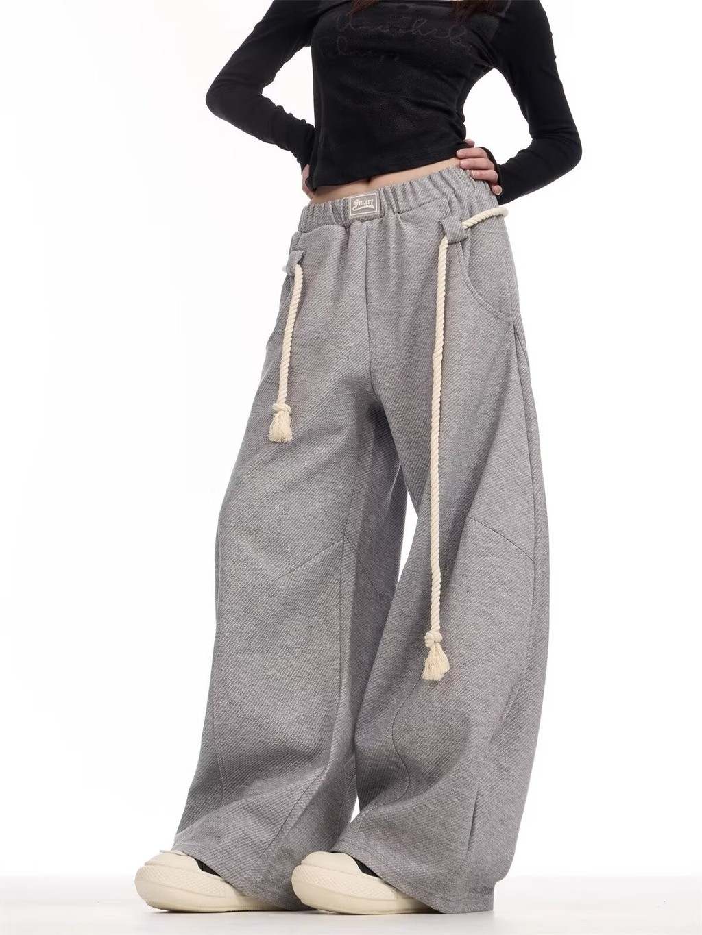 New Pants High Grade Gray Machete Banana Pants Woven Thick Rope Casual ...