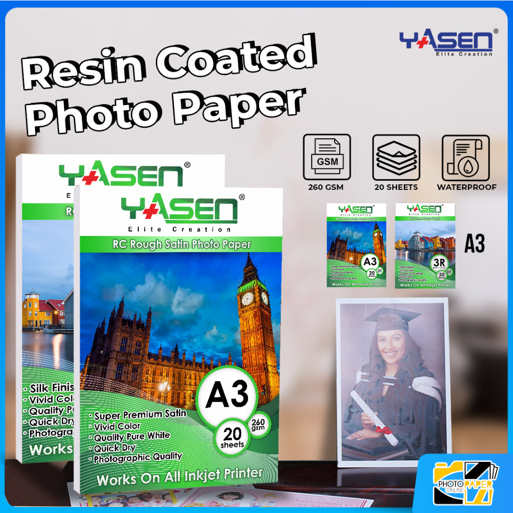 in stock A3 Size Yasen RC Photo Paper 260gsm Rough Satin || Linen Resin ...