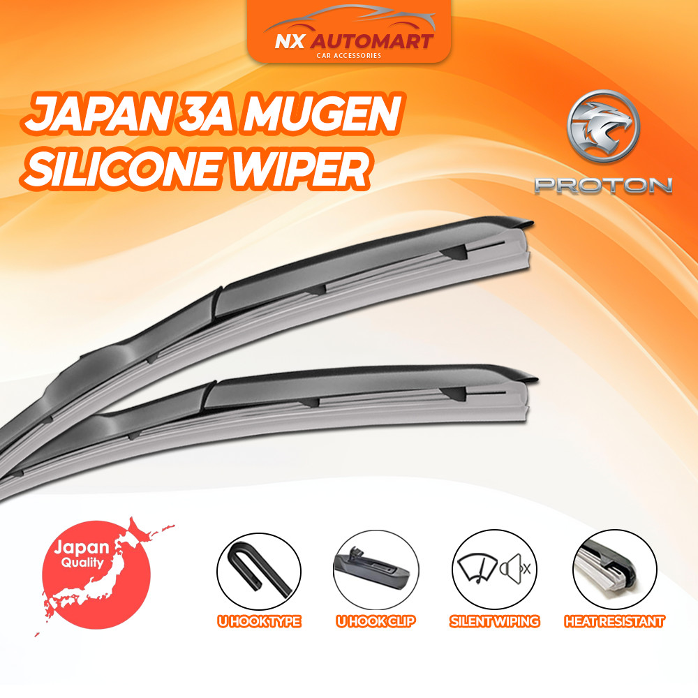(1 PAIR) Proton Classic Mugen Car Japan Silicone Wiper For Saga BLM FLX Exora Preve Perdana Wira ...