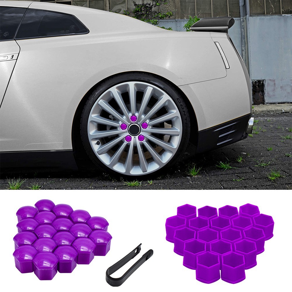 in stock 19mm 20pcs purple Car Wheel Center Nut Cover Bolt Cap ABS ...