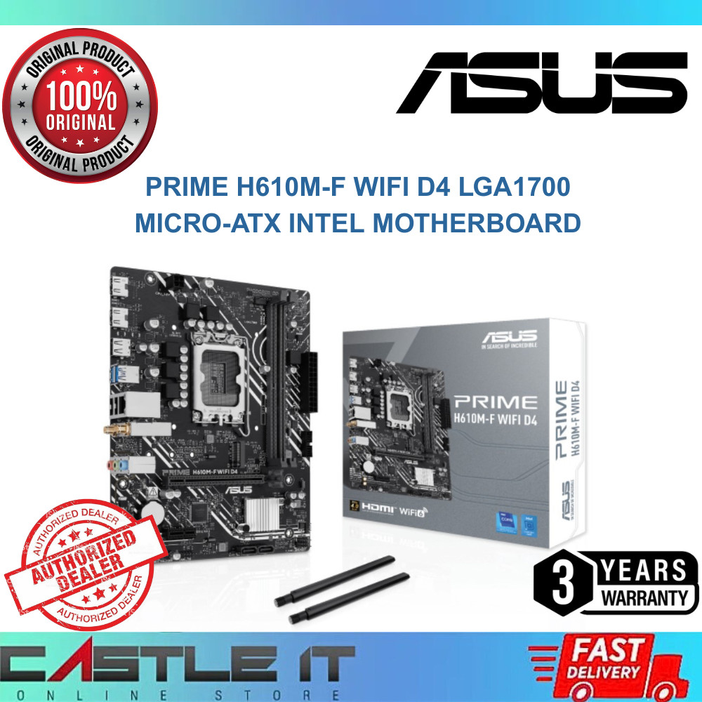 ASUS PRIME H610M-F WIFI D4 LGA1700 Micro-ATX Intel Motherboard DDR4 12th & 13th 14th Gen Support ...