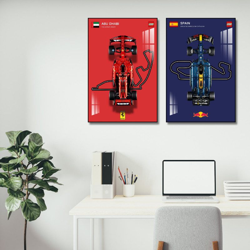 (No Car Model) Lego Wall Display Frame Ferrari F1 Wall Display Frame Building Blocks Car ...