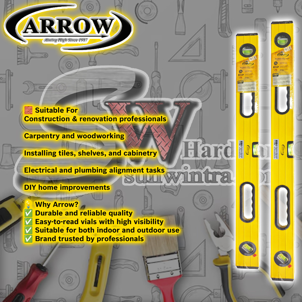 ARROW HEAVY DUTY SPIRIT LEVEL WITH MAGNET [6 DIFFERENT SIZE AVAILABLE ...