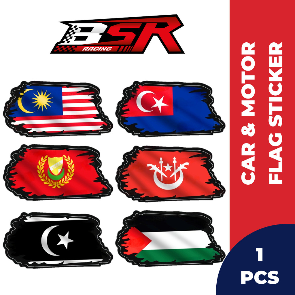 BSR RACING Sticker Bendera Malaysia State Sticker Malaysia Palestine ...