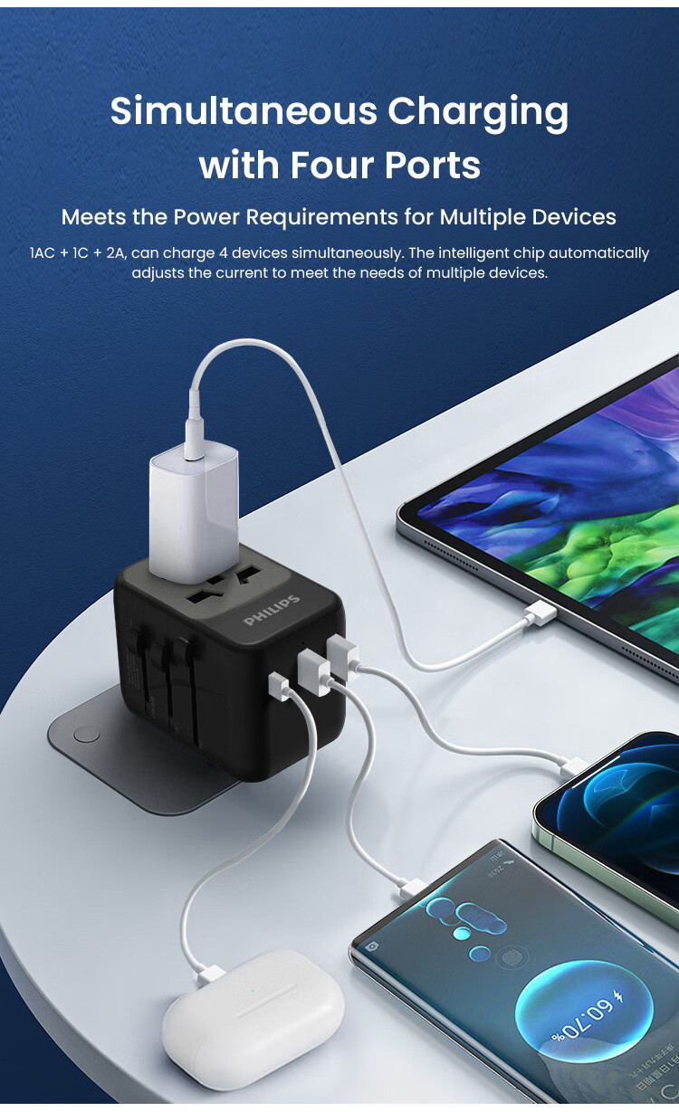 Philips Travel Adapter Plug 15W Global Universal British Standard ...