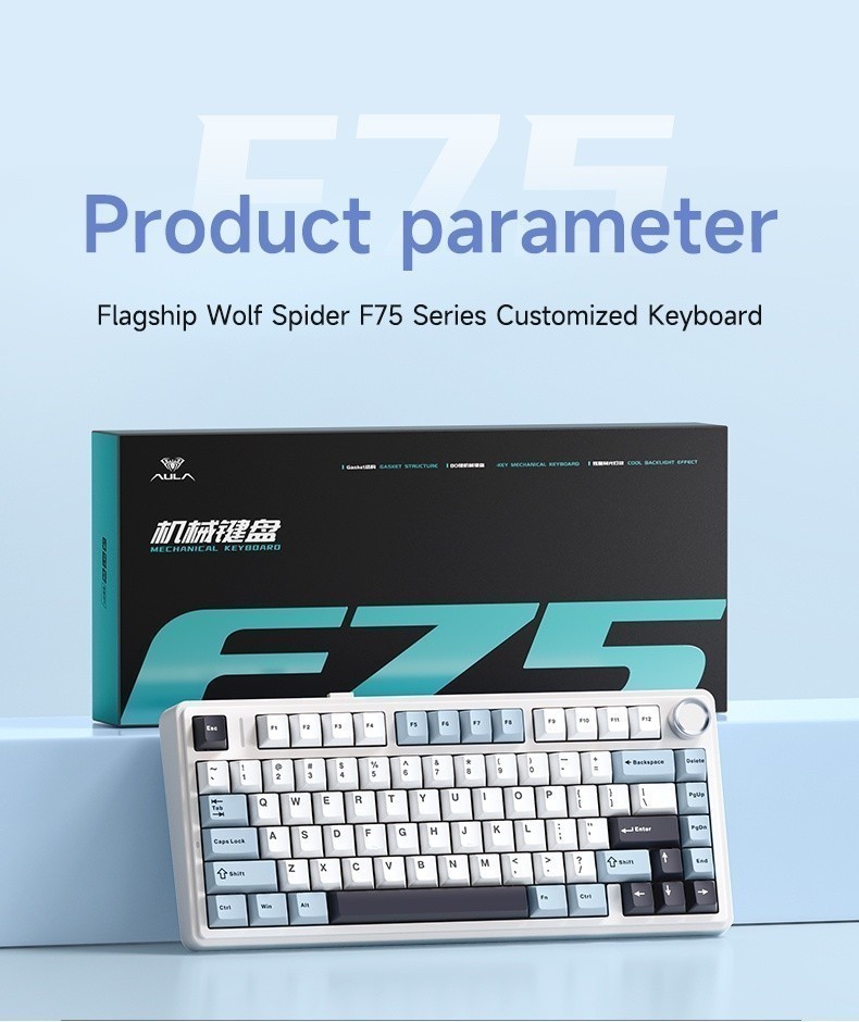 Ready stock!! AULA F75 customized mechanical keyboard gasket structure full-key hot Swap ...