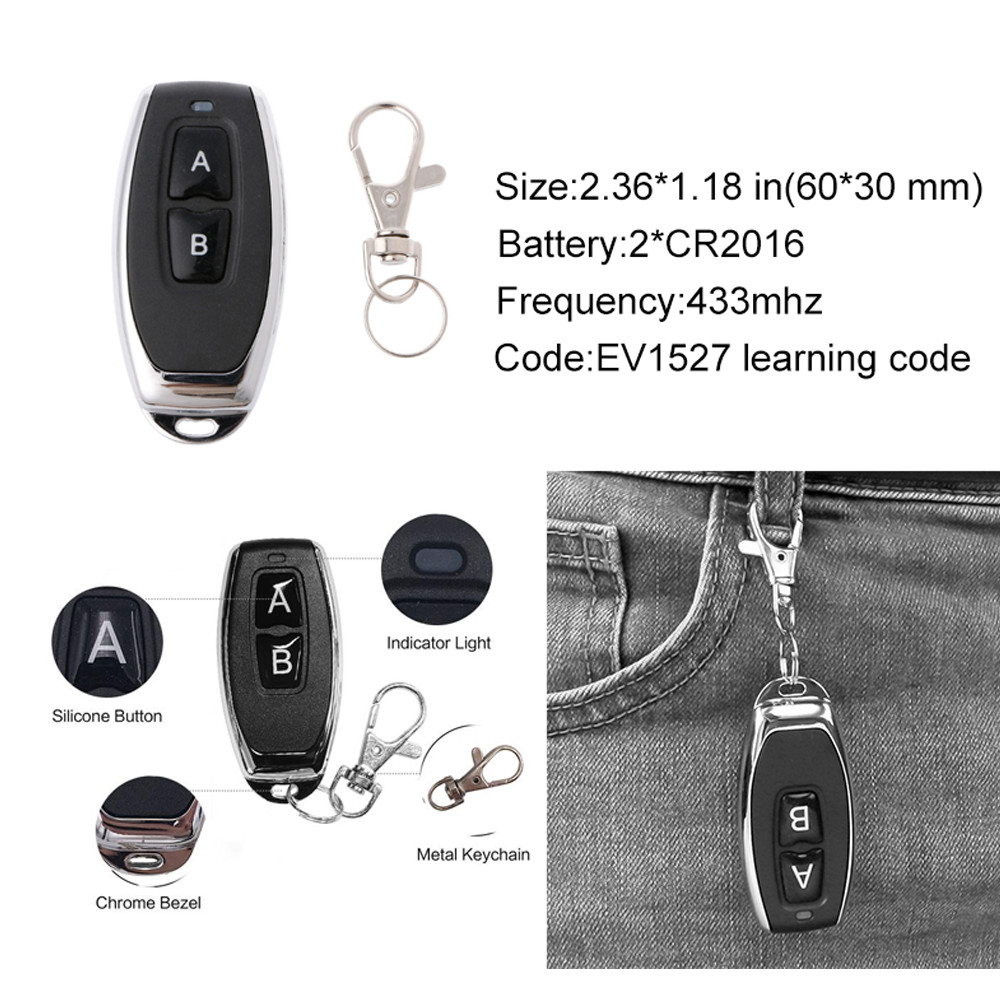 RF433MHz Wireless Remote Control Universal Transmitter No Clone For ...