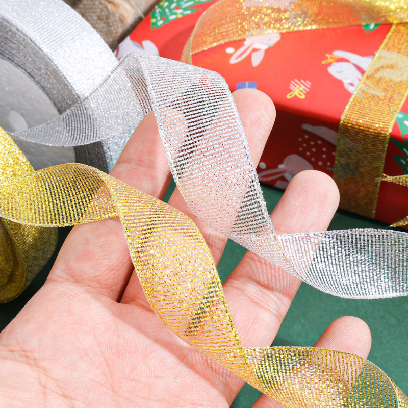 Gold Silver Glitter Silk Satin Ribbon - DIY Craft Supplies - Glitter ...