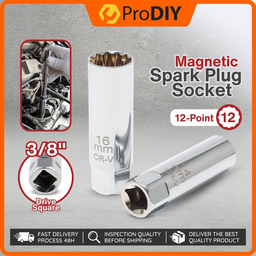1PCS 3/8 inch Magnetic Spark Plug Socket 12-PT Wrench 14mm / 16mm Spark ...