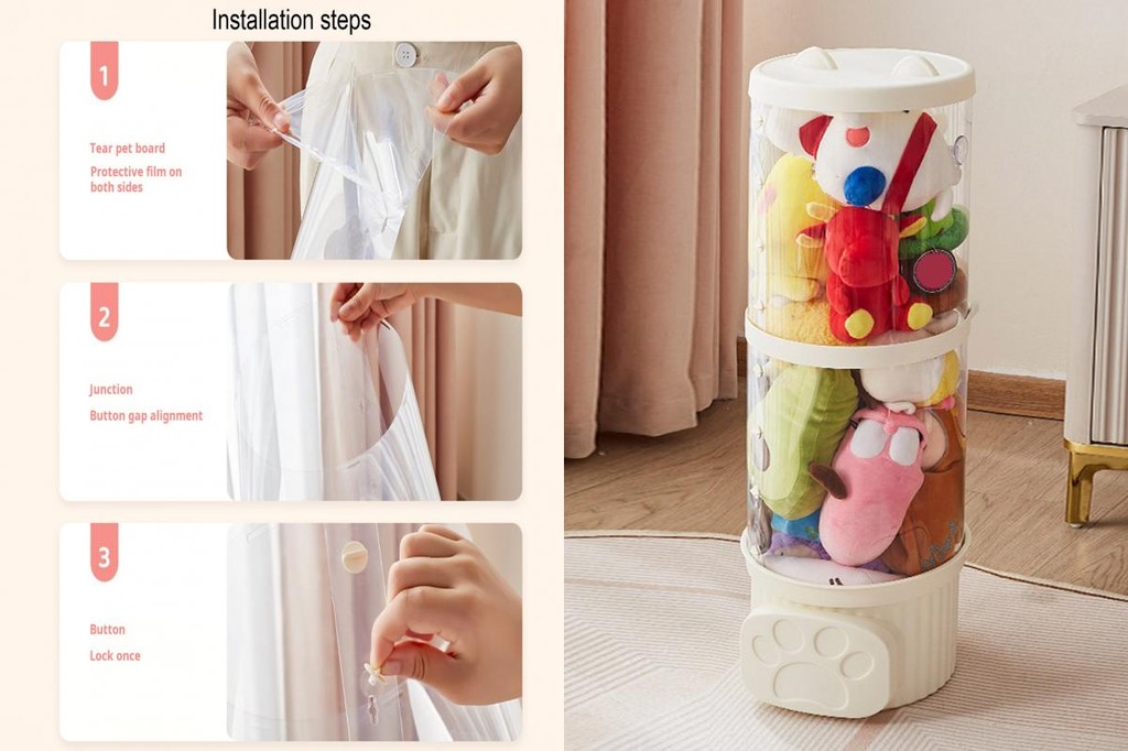[MO] Clear Vertical Toy Organizer Slim Toy Storage Tube Transparent ...