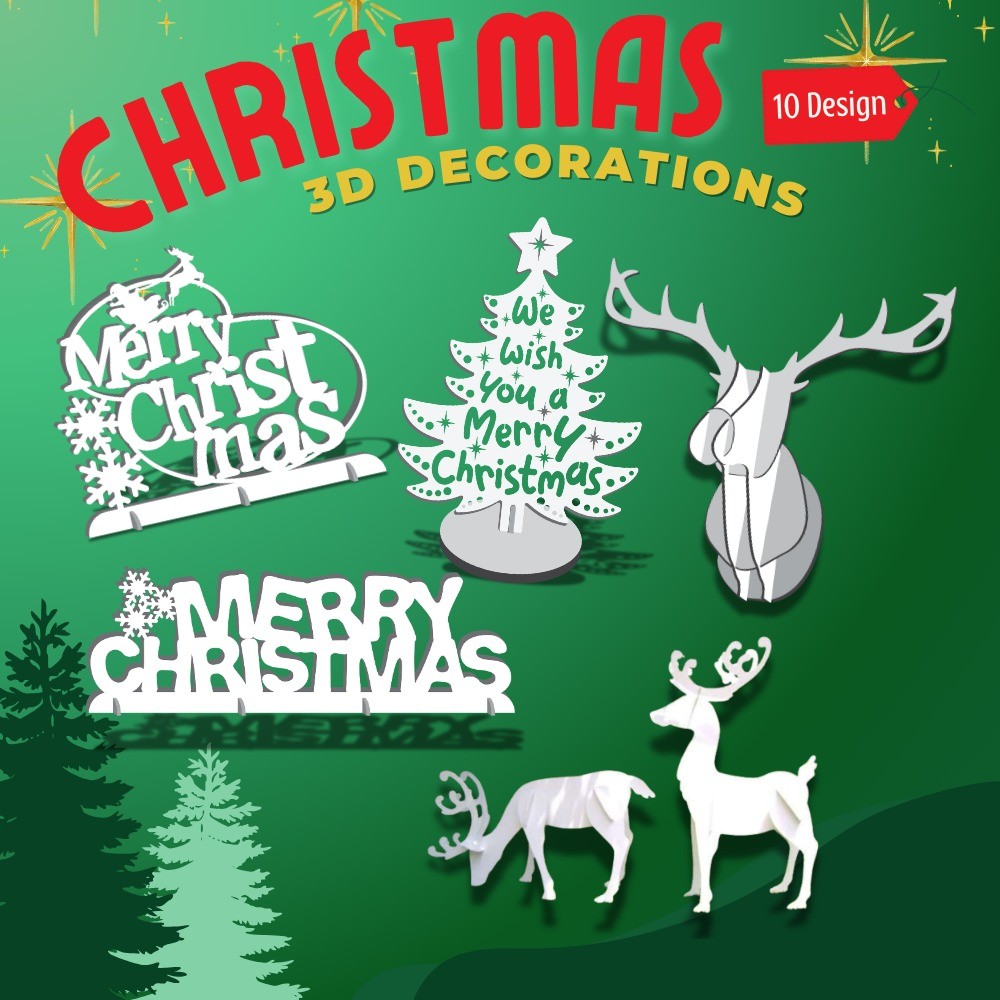 3D Christmas decoration indoor outdoor christmas tree standee reindeer ...