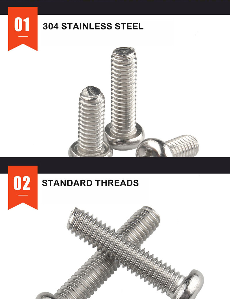 M6 M8 M10 Stainless Steel Cross Recessed Pan Head Screws – Phillips Round Bolts Machine Screws ...