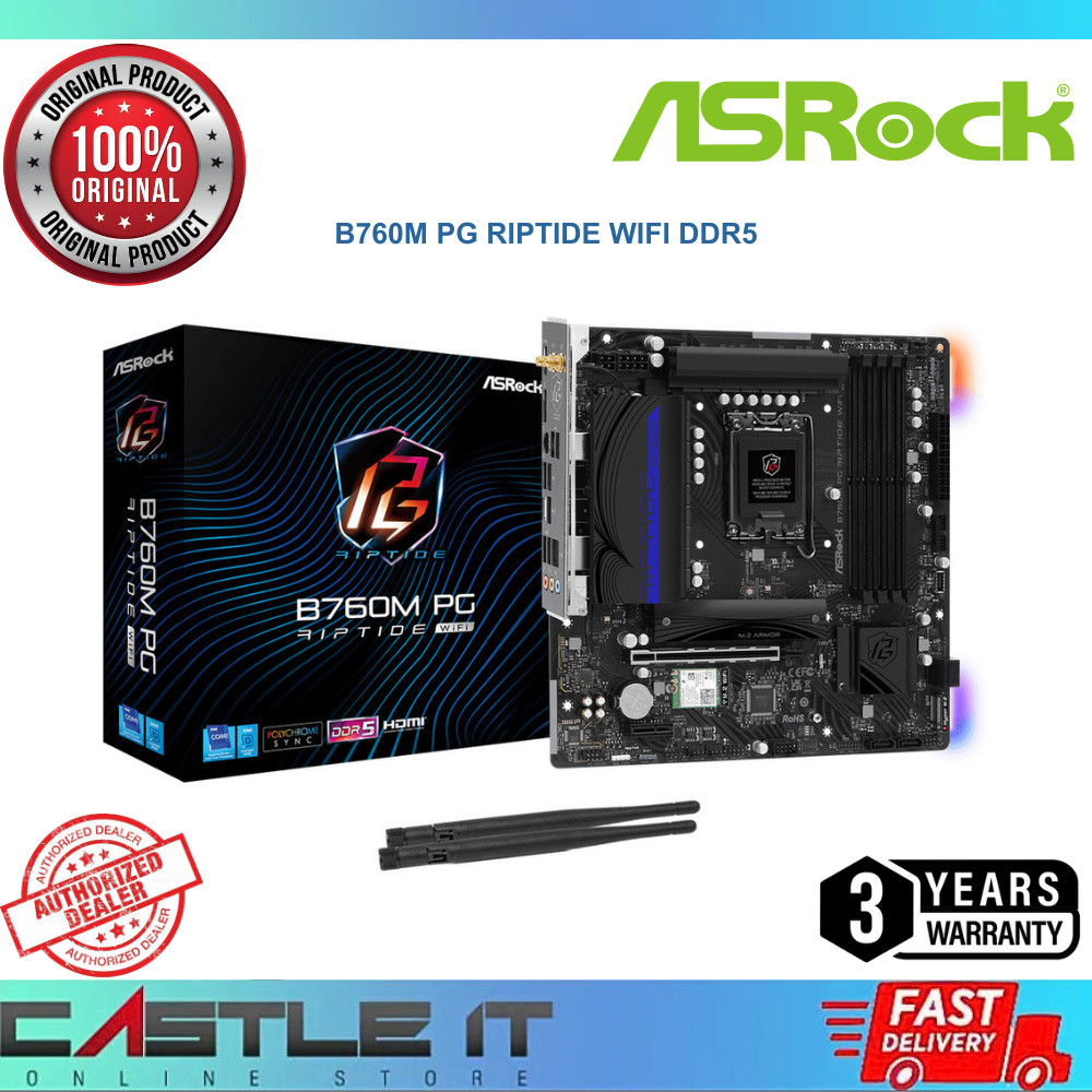 Asrock B760M PG RIPTIDE WIFI DDR5 MATX Motherboard LGA 1700 Intel 14th ...
