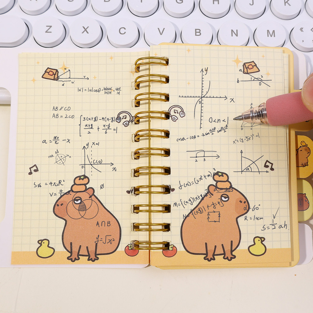 Kawaii Capybara Coil Notebook - Mini Portable Diary Sketchbook - Loose ...