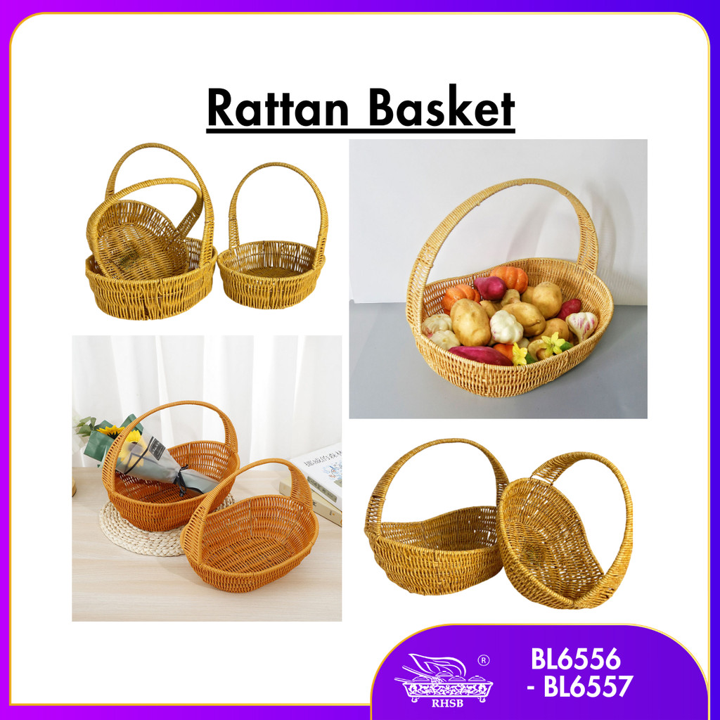 WOVEN BASKET RATTAN / BAKUL ANYAMAN / BAKUL HANTARAN / FLOWER BASKET ...