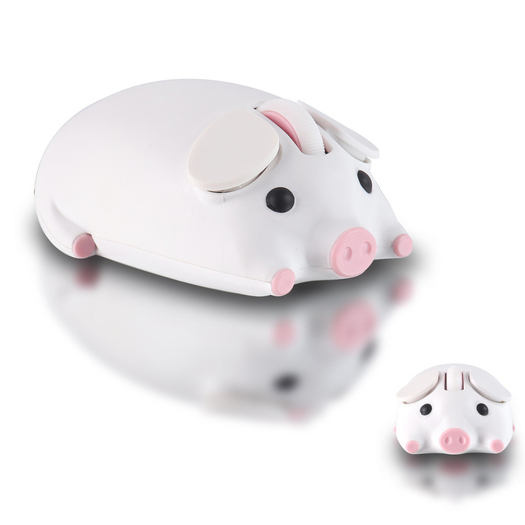 2.4GHz + Bluetooth Wireless Mouse Cute White Pig Shape Mouse 1200 DPI ...