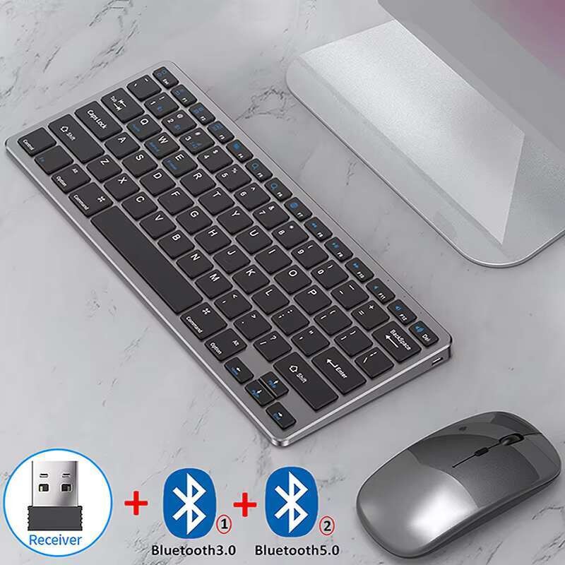 Jomaa Bluetooth USB Silent Click Keyboard and Mouse Combo Dual Mode ...