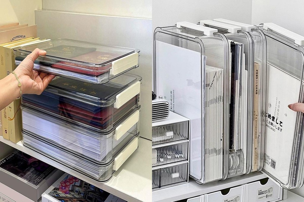 Invoice Organizer Container Large Capacity Stackable File Storage Box ...