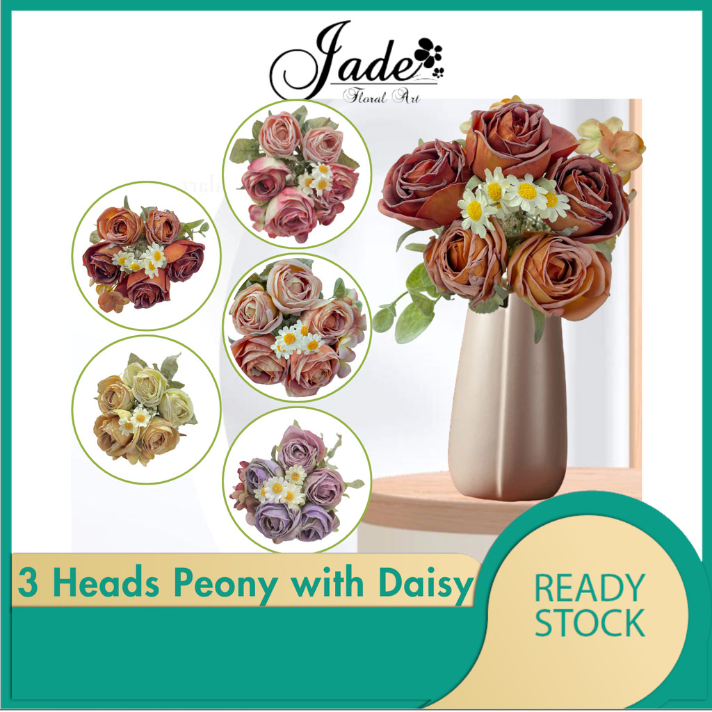1 BUSH ARTIFICIAL ROSE/ ARTIFICIAL FLOWER/HAND BOUQUET/ LIVING HOME ...