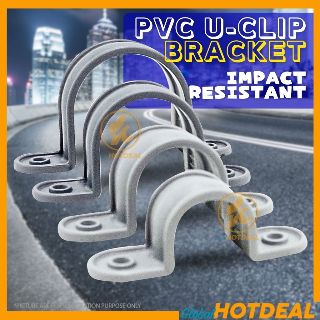 SY U-Pipe Clip PVC Pipe Straps Two Hole Plastic Pipe Clamps Conduit ...